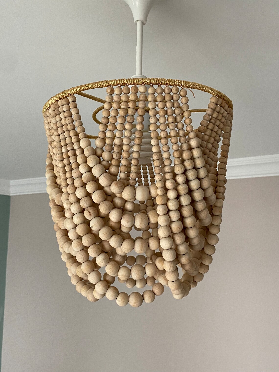 Wood Bead Chandelier: Neutral Home Decor Lampshade (12in) - Etsy