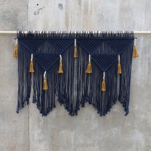 Navy Macrame Wall Hanging, Blue Home Decor - Etsy
