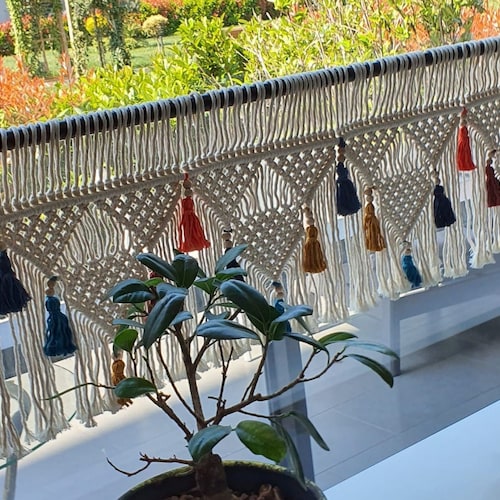 Macrame Window Valance Wall Hanging Bead Curtain - Etsy