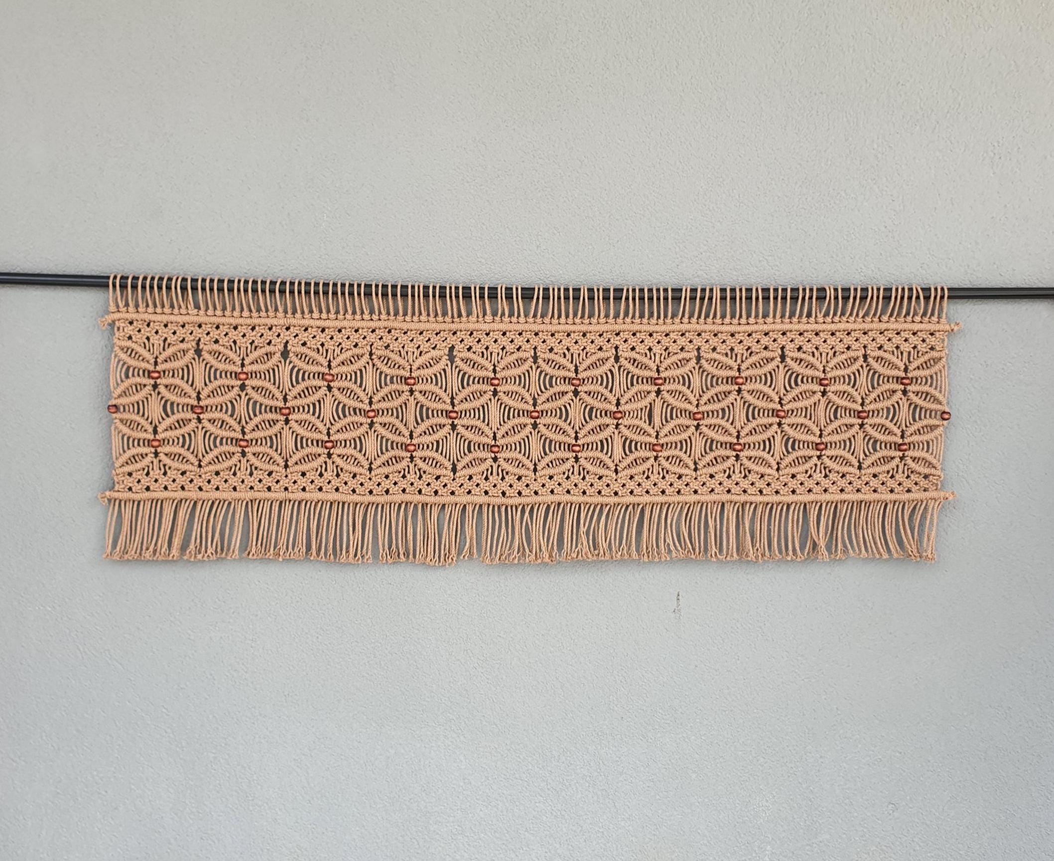 Brown Macrame Beaded Valance, Neutral Macrame Curtain - Etsy