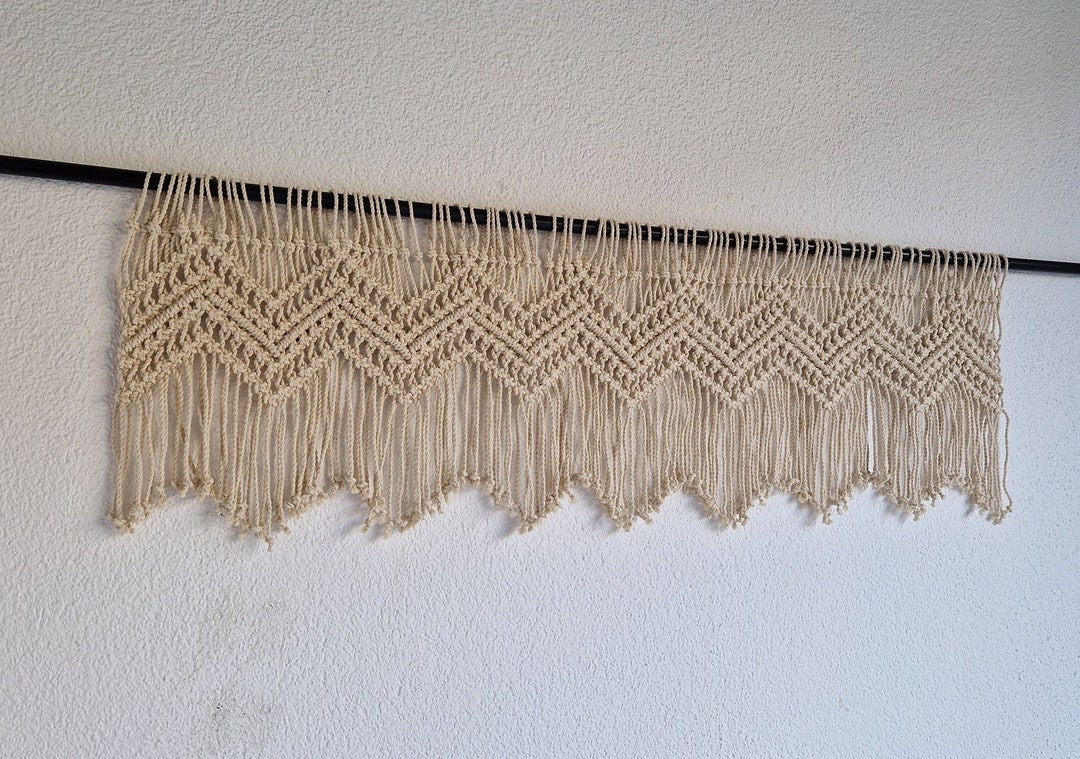 Macrame Valance Short Window Treatment Kitchen Curtain - Etsy