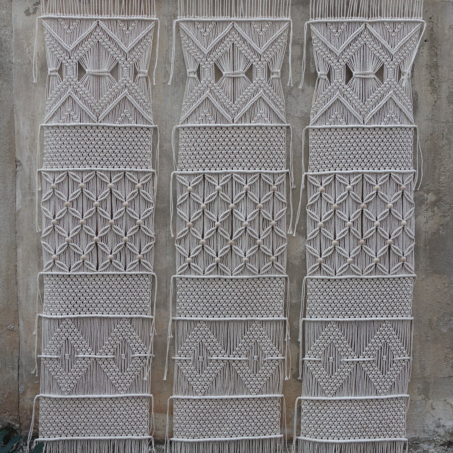 Macrame Folding Screen Curtain Panel: Sidelight Door Custom Sizes and ...