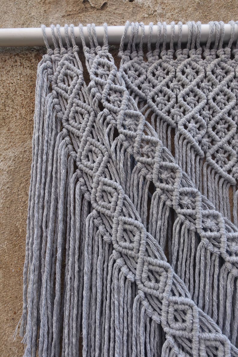 Boho Gray Wall Decor, Macrame Hanging, Boho Textile Art, Bedroom ...