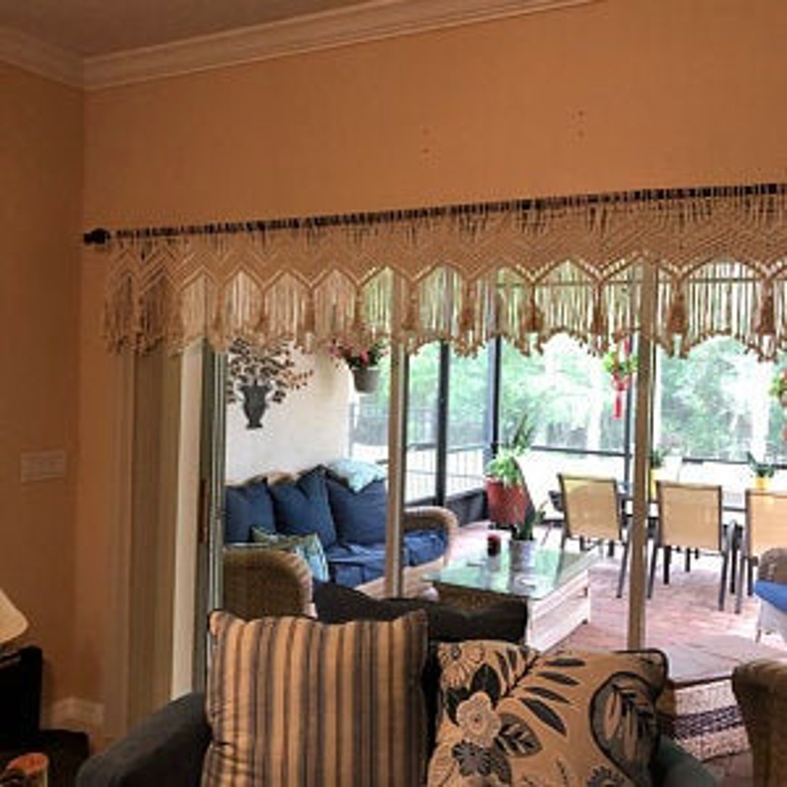 Macrame Valance Boho Tassels Window Curtain | Etsy