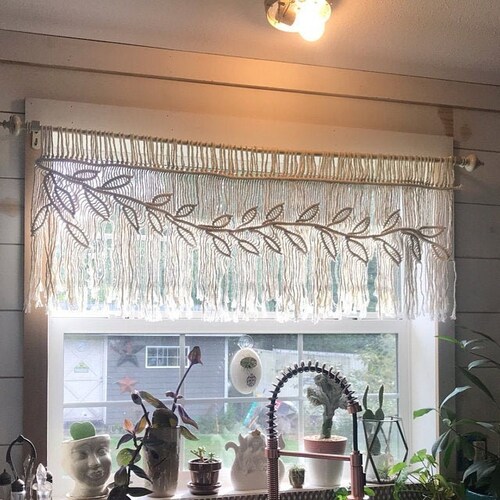 Macrame Window Valance Wall Hanging Bead Curtain - Etsy