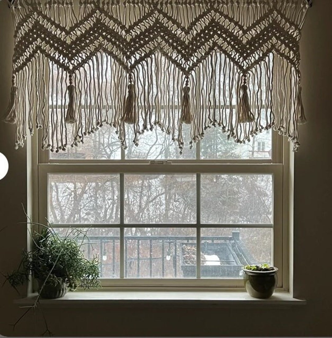 Window Valance Macrame Decor, Boho Curtain - Etsy