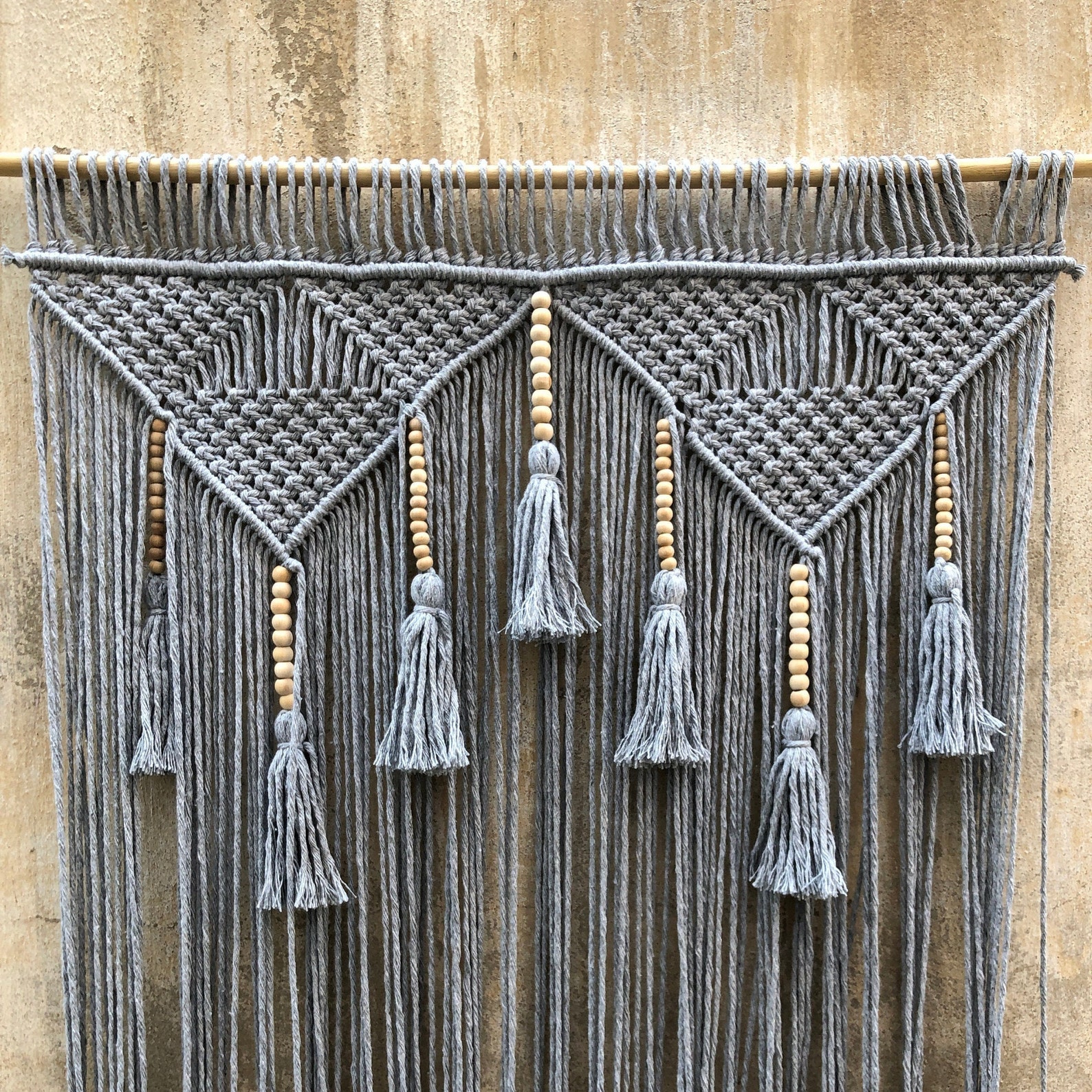Gray Macrame Wall Hanging Bohemian Home Decor - Etsy