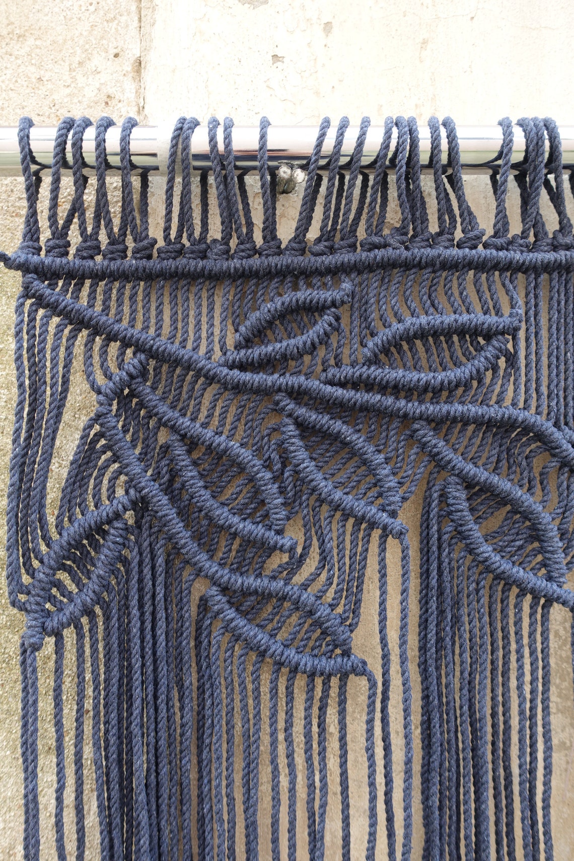 Navy Macrame Leaves Valance Window Curtain Kitchen - Etsy