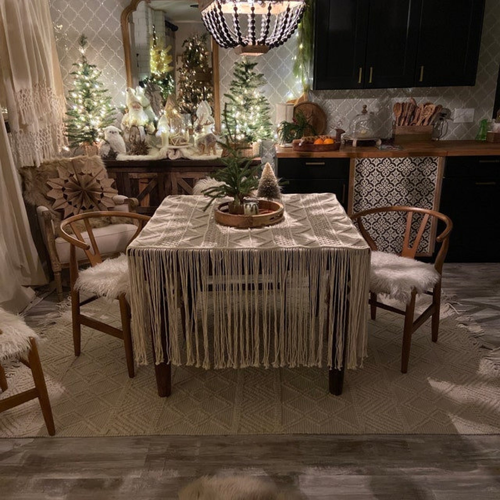 Macrame Square Table Cloth, Dining Room Decoration, Kitchen Table Decor ...