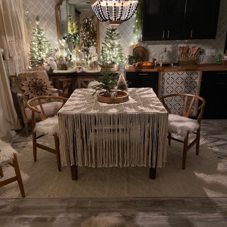 Macrame Square Table Cloth, Dining Room Decoration, Kitchen Table Decor ...