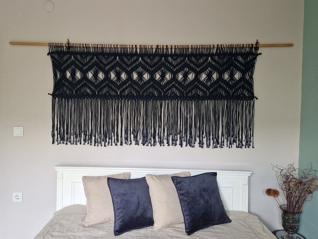 Macrame Wall Hanging, Over Bed Art Boho Bedroom Decor, King Headboard - Etsy