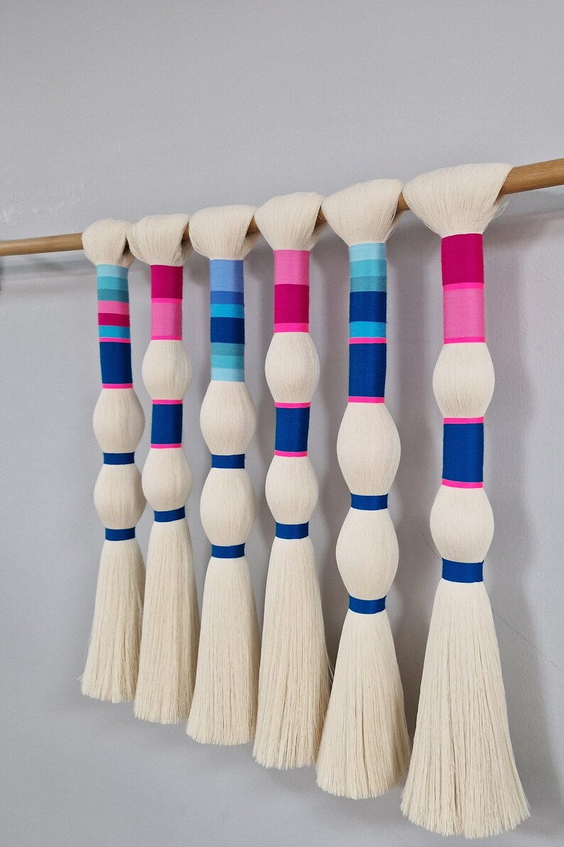 Pink Fiber Tassel Wall Hanging: Colorful Nursery Decor - Etsy