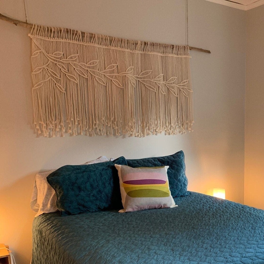 Macrame Leaf Wall Hanging, Boho Headboard - Etsy
