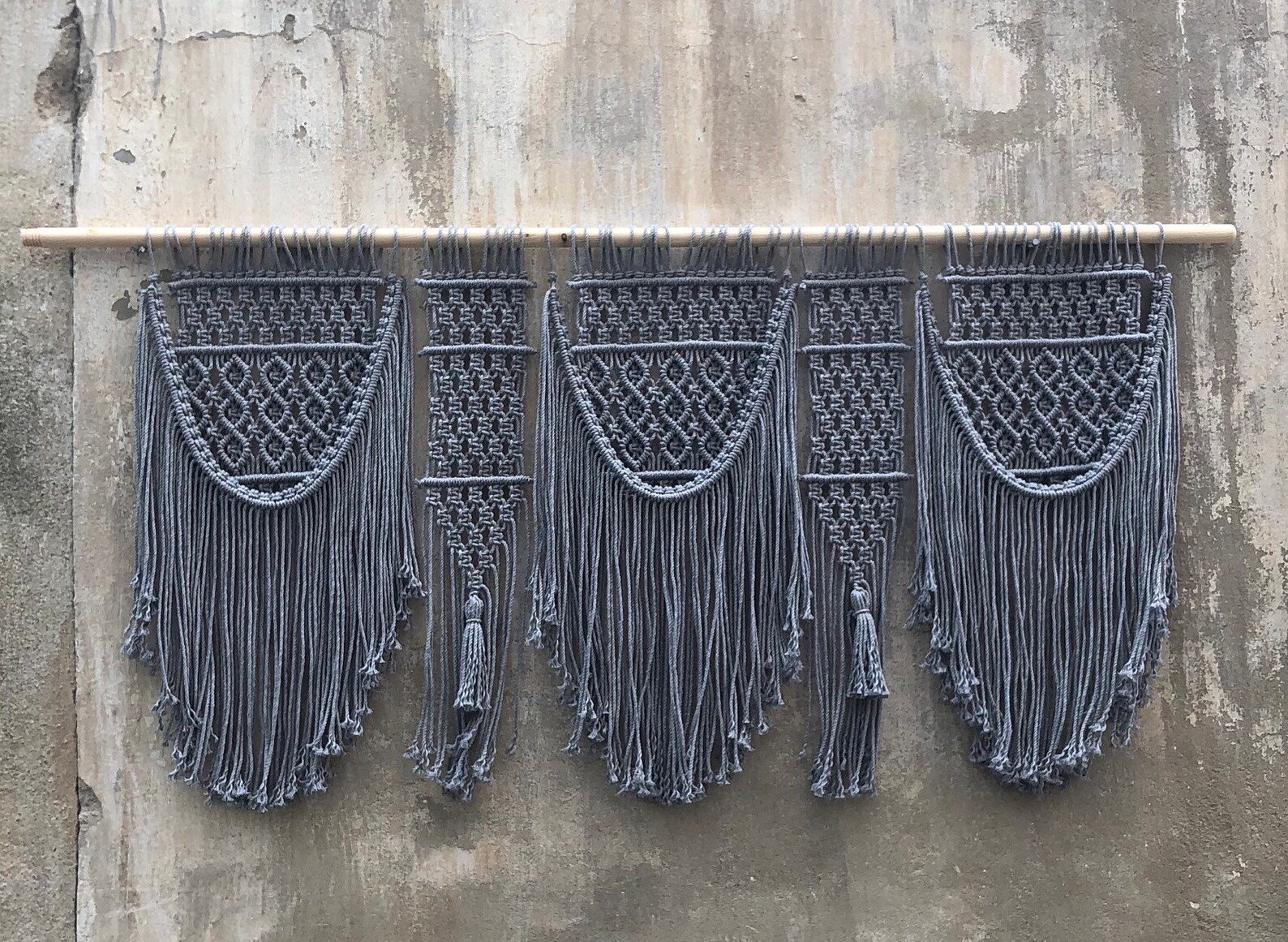 Gray Wall Decor Grey Macrame Hanging Home Decor Headboard - Etsy