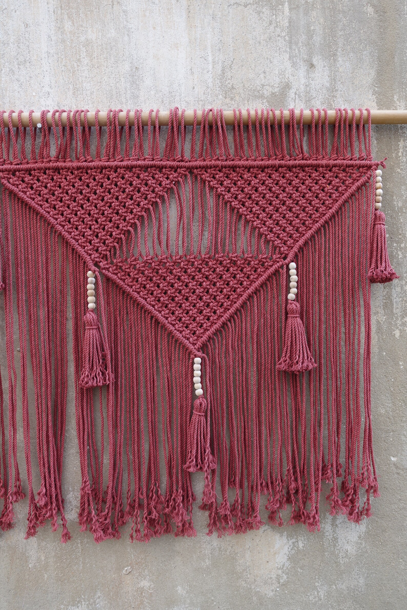 King Size Red Macrame Headboard Geometric Wall Art Decoration - Etsy