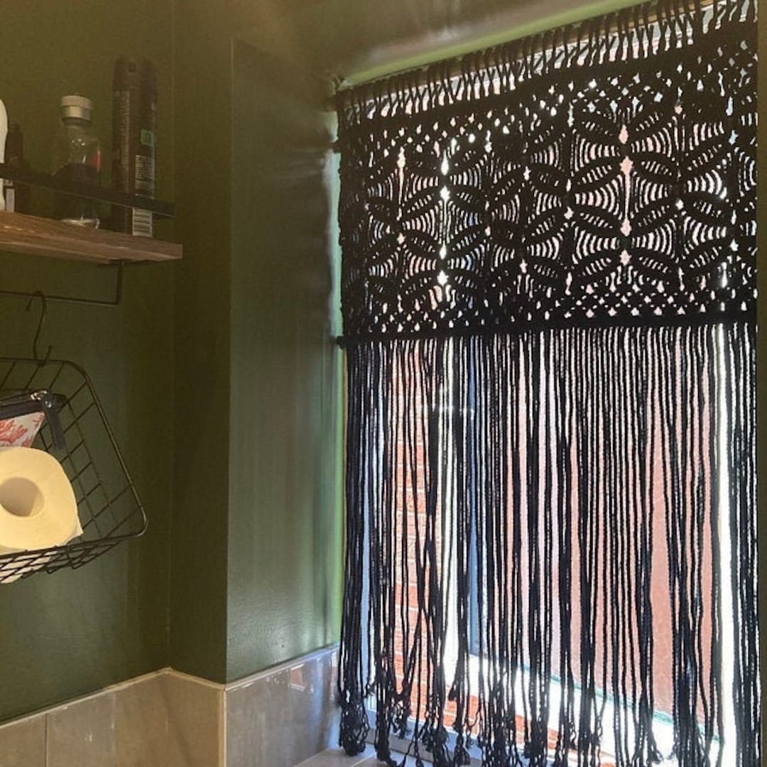 Bead Curtain Doorway, Beaded Black Macrame Door Curtain - Etsy
