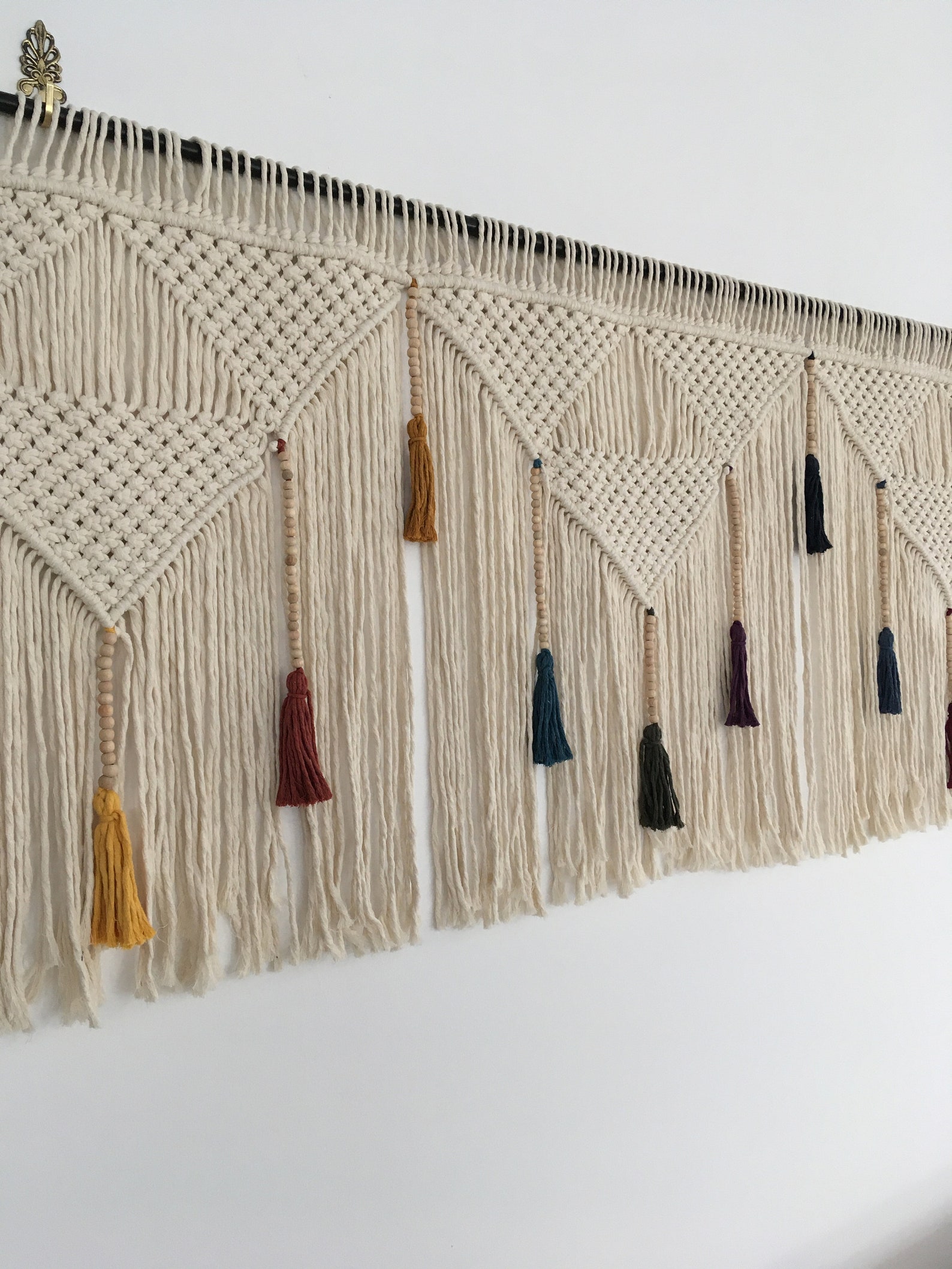 Large Multi Color Macrame Wall Hanging, Over Bed Art, Textile Wall ...