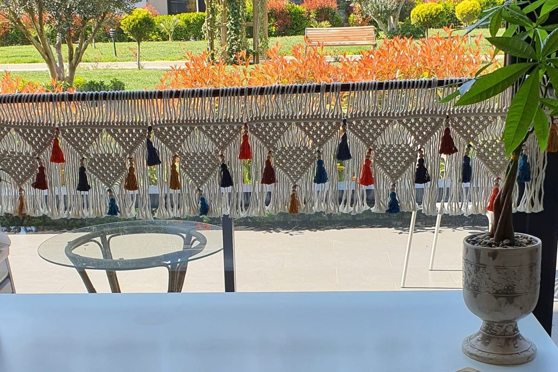 Macrame Valance Boho Window Curtain Wall Hanging - Etsy