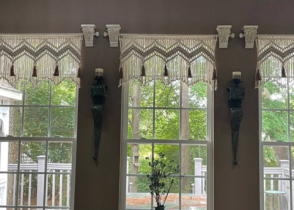 Macrame Valances Two Tone Boho Window Curtain - Etsy UK