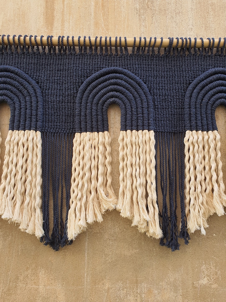 Navy Macrame Wall Hanging Boho Bedroom Headboard - Etsy