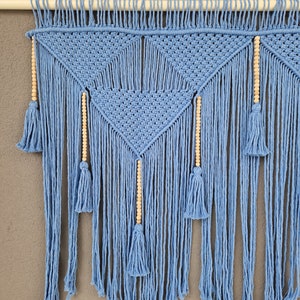Blue Macrame Wall Hanging: Boho Home Decor, Boys Room Art (47x35 Inch ...