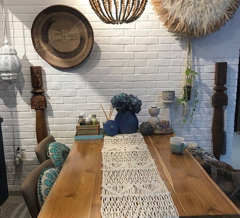 Macrame Table Runner, Boho Dining Room Decor - Etsy