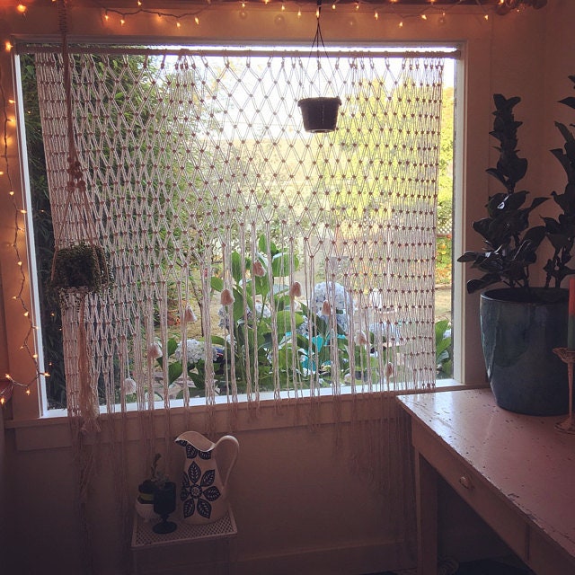 Macrame Wall Hanging Macrame Window Valance Boho Curtain - Etsy