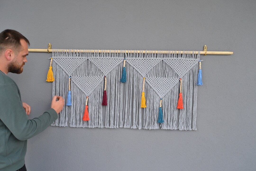 Colorful Macrame Rainbow Wall Decor - Nursery or Boys Room - Etsy