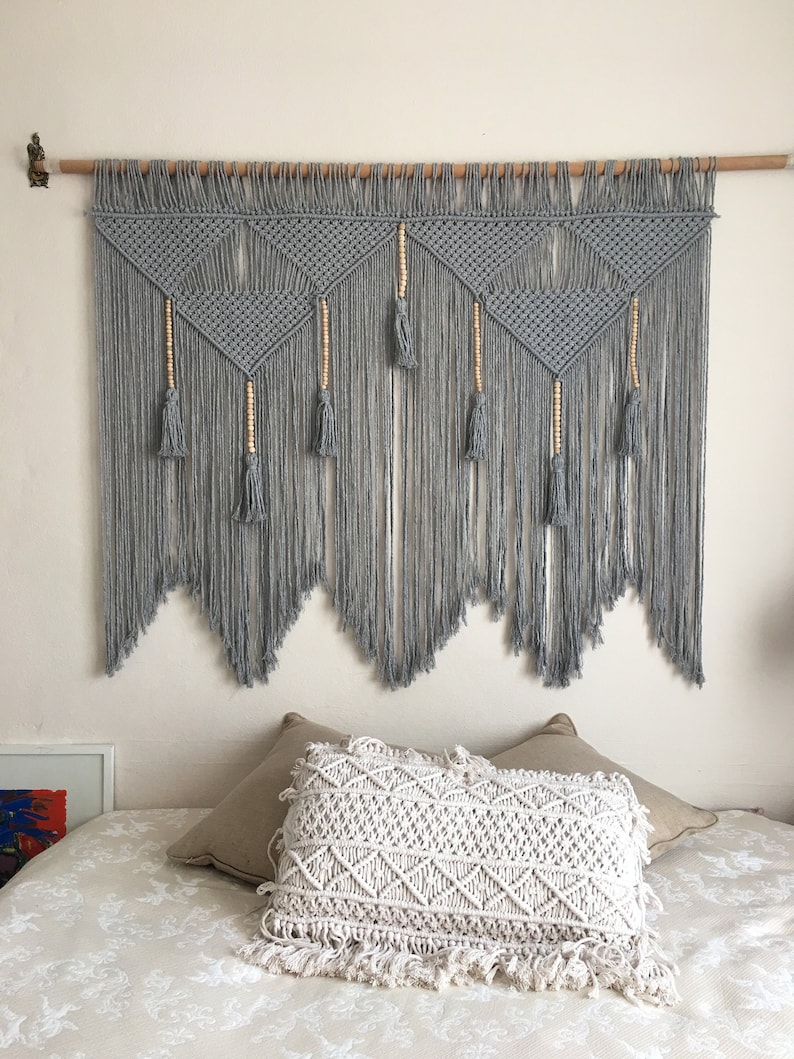 Gray Macrame Wall Hanging Large Grey Wall Decor - Etsy