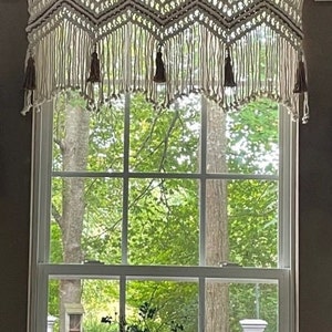 Macrame Valances Two Tone Boho Window Curtain - Etsy