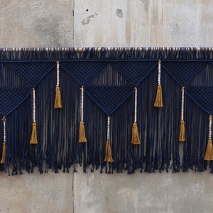 Navy Macrame King Size Home Decor With Mustard Tassels - Etsy