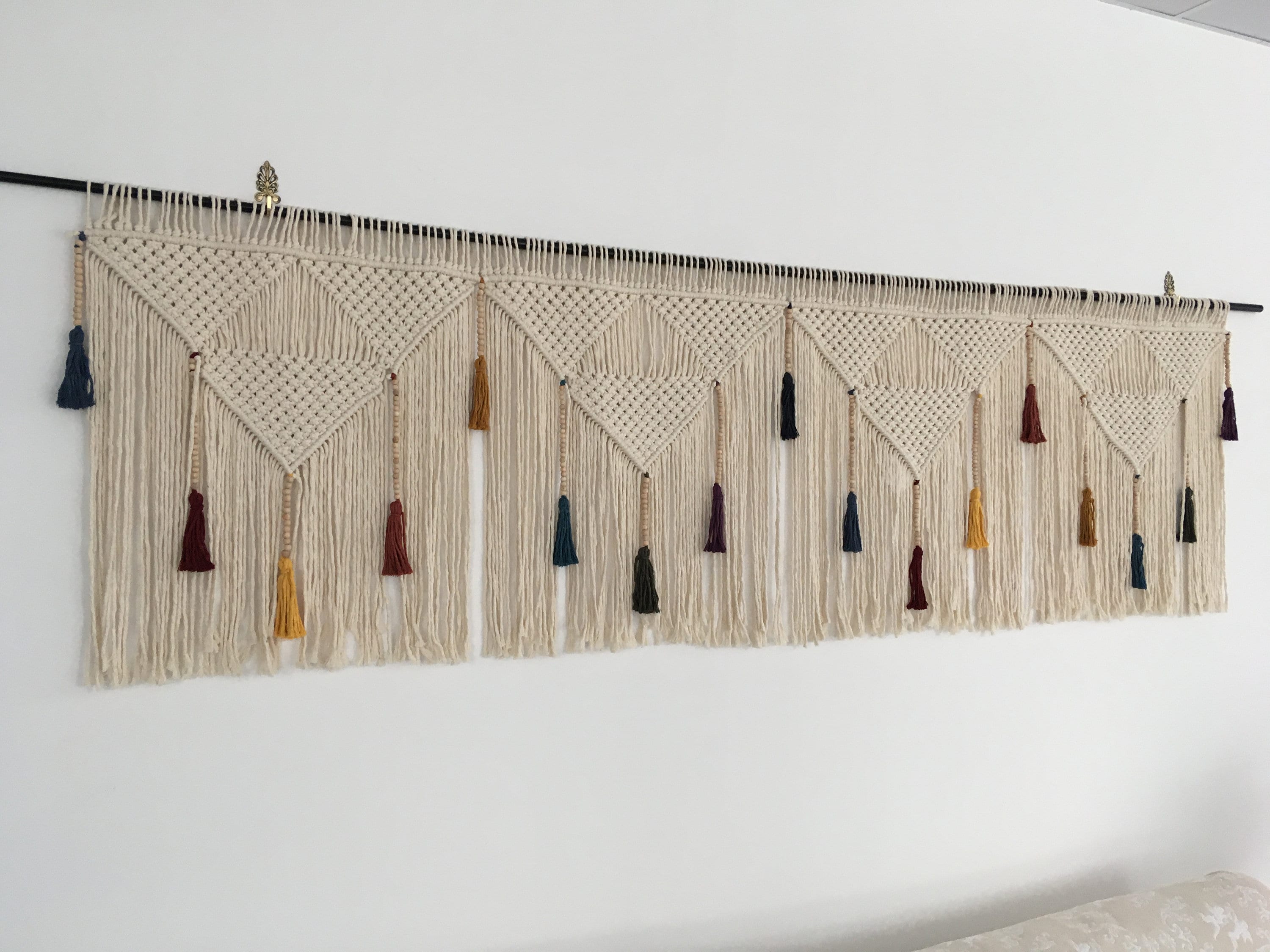Large Multi Color Macrame Wall Hanging, Over Bed Art, Textile Wall ...