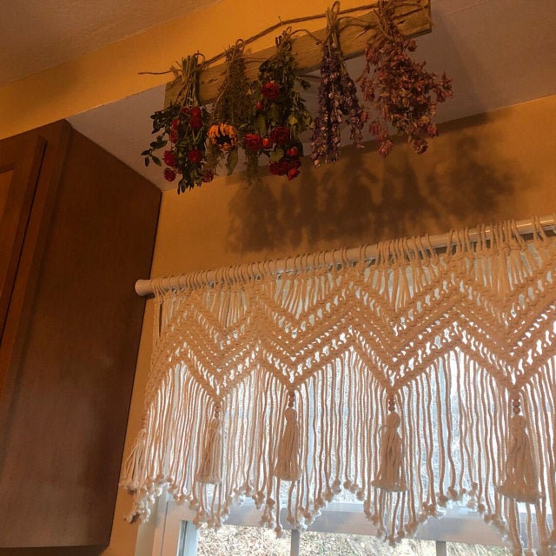 Macrame Valance Boho Tassels Window Curtain | Etsy