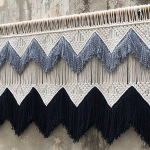 Black Gray Macrame Home Decor, Wall Hanging, Bohemian Curtain, Window ...