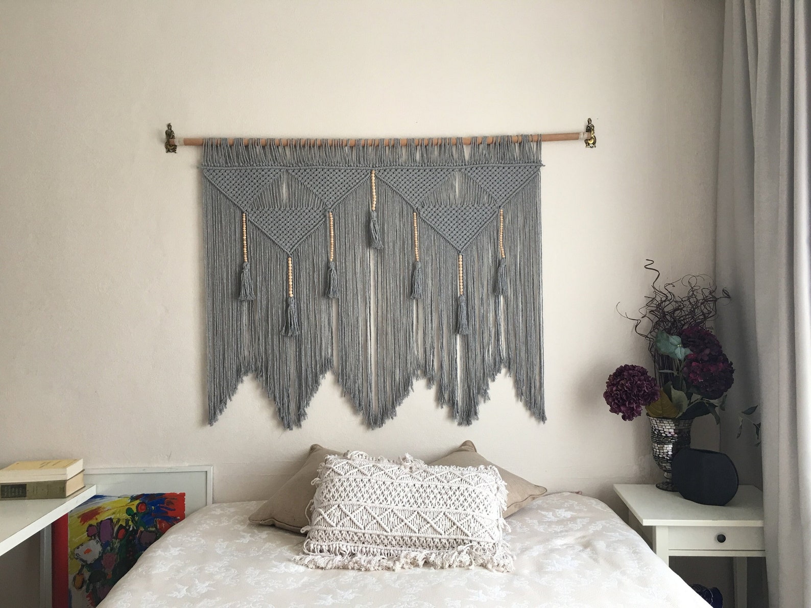 Gray Macrame Wall Hanging Large Grey Wall Decor - Etsy