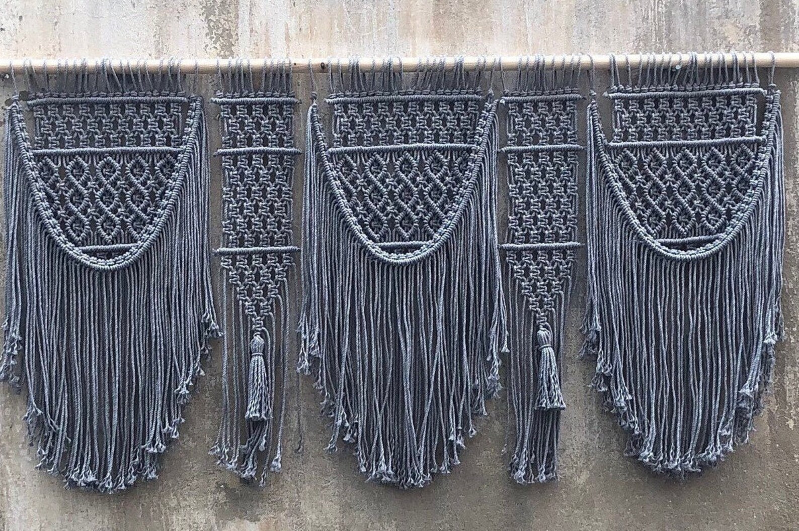 Gray Wall Decor Grey Macrame Hanging Home Decor Headboard - Etsy