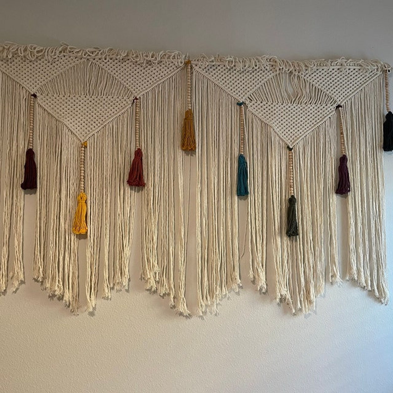 Macrame Multi Colored Hanging Art Tassels Nursery Wall Decor | Etsy