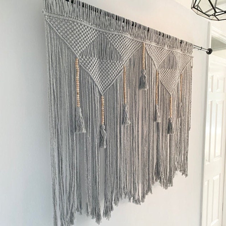 Gray Macrame Wall Hanging Large Grey Wall Decor - Etsy
