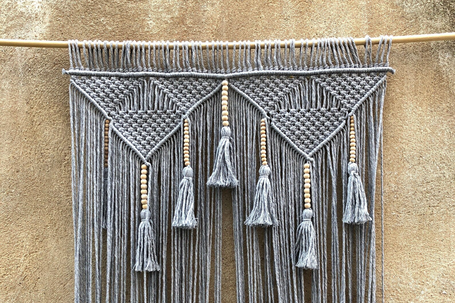 Gray Macrame Wall Hanging Bohemian Home Decor - Etsy