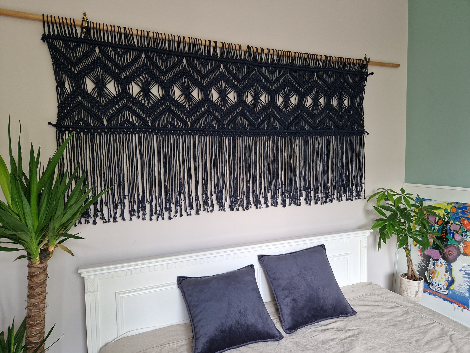 Macrame Wall Hanging, Over Bed Art Boho Bedroom Decor, King Headboard ...