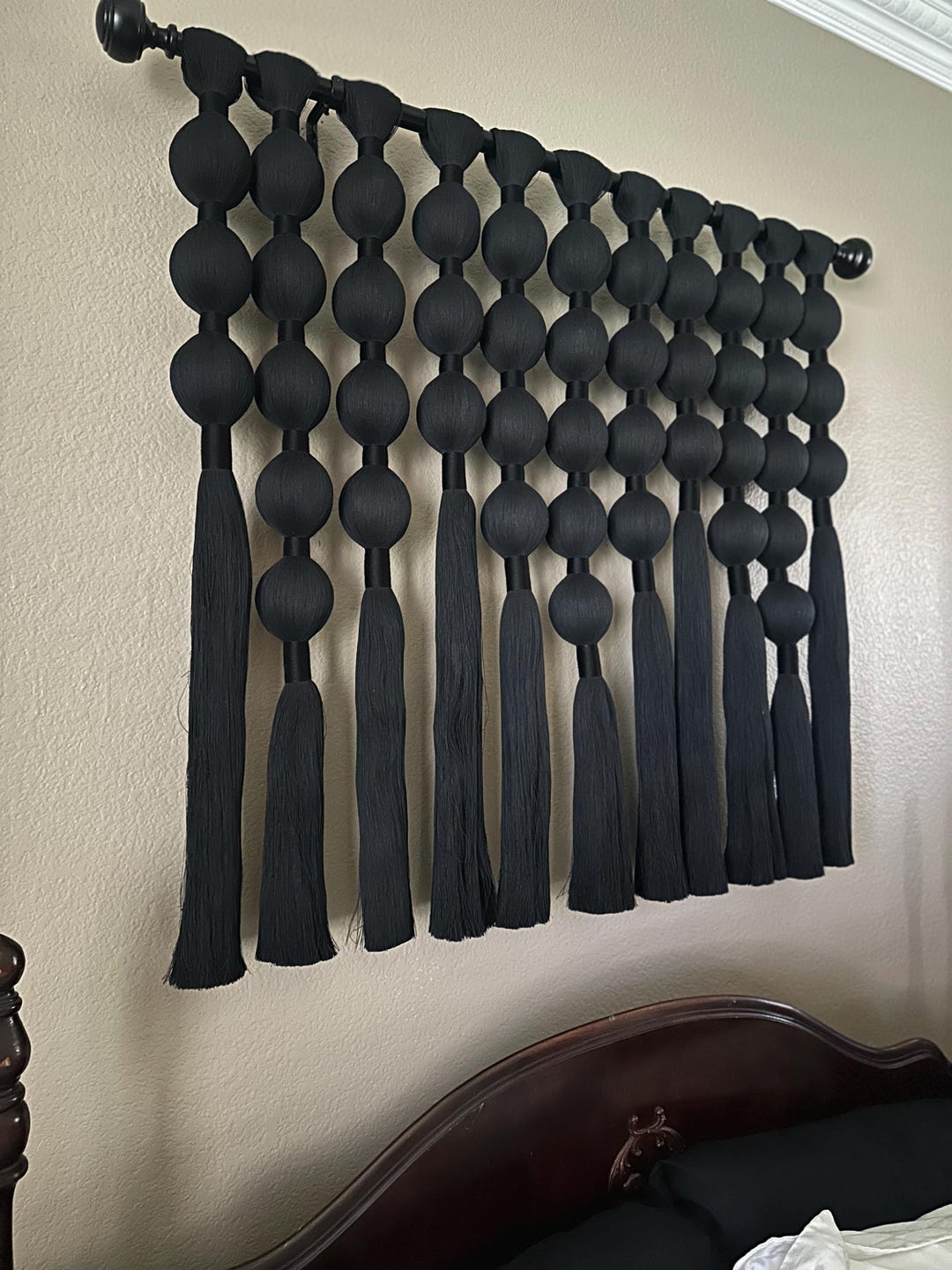 Black Wall Art Contemporary Gallery Home Decor Mexican Macrame Wall ...