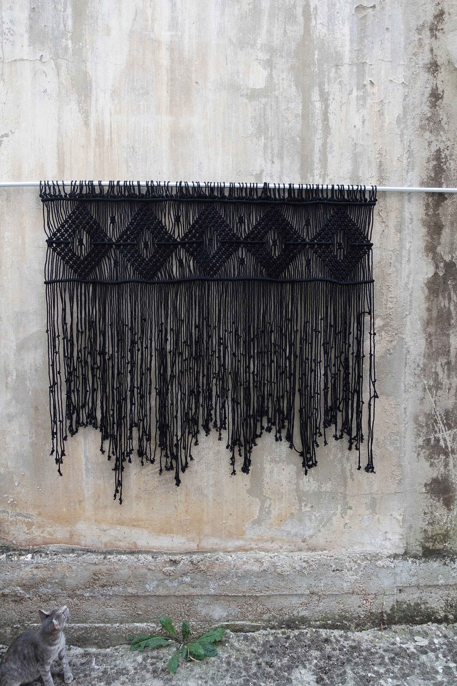 Black Macrame Wall Hanging Home Decor Black Bedroom Decor | Etsy