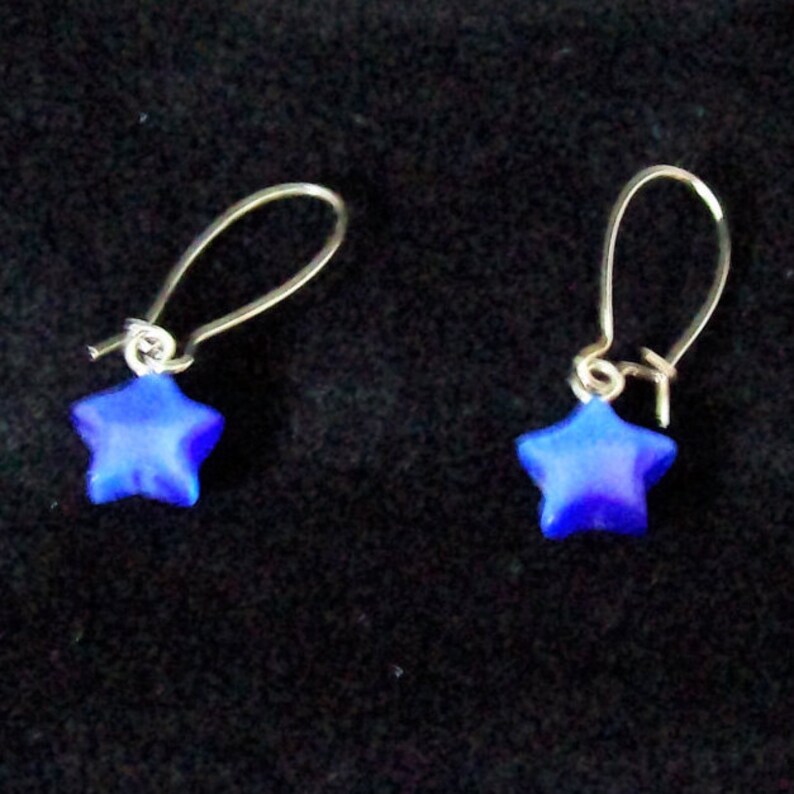 Vintage HUGO Cobalt Blue Star Earrings - Etsy