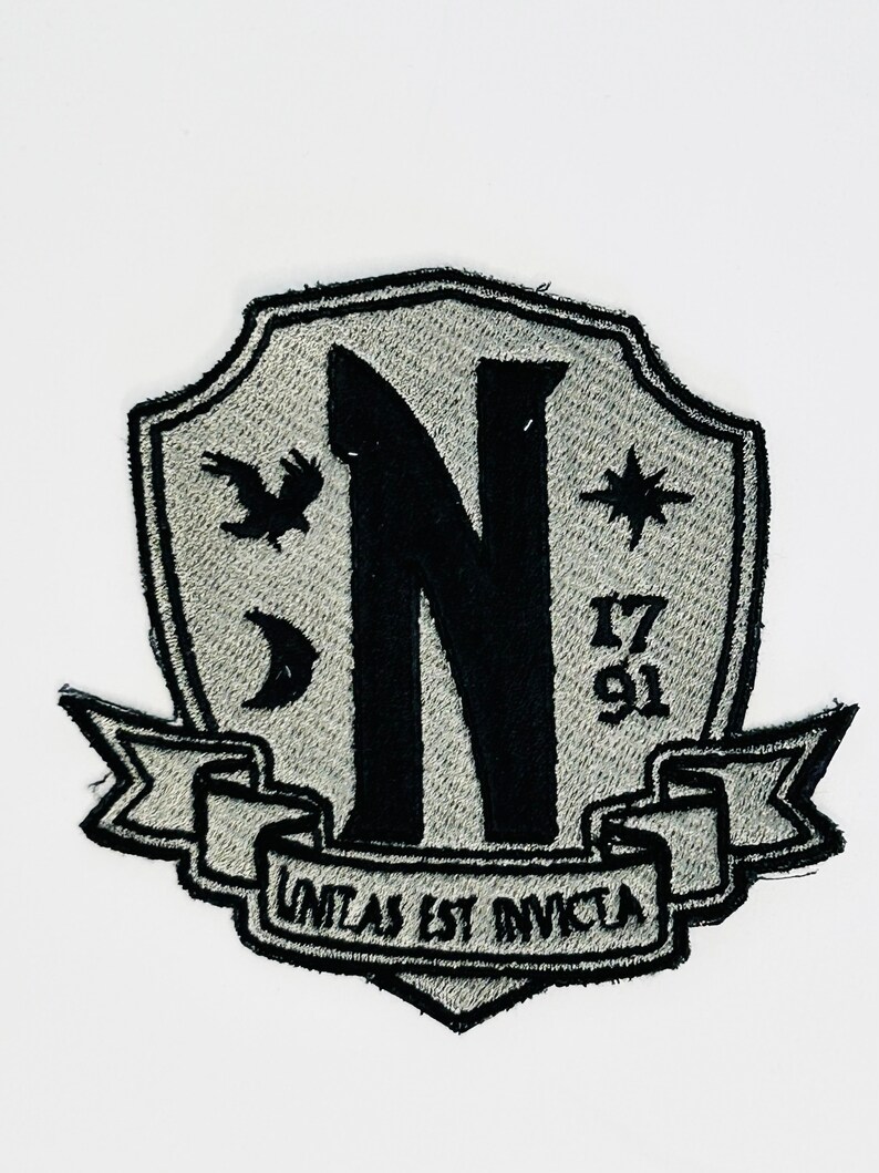 Wednesday Addams. Nevermore School Badge. Jenna Ortega Motif. Wednesday ...