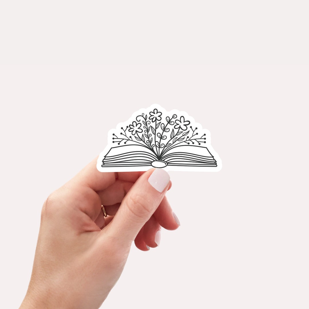 Flower Book Sticker, Vinyl, Laptop Decals, Water Bottle Sticker ...