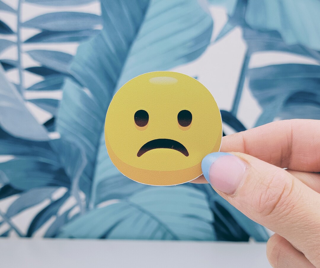 Sad Emoji Sticker, Vinyl, Laptop Sticker, Funny Sticker, Tumbler ...