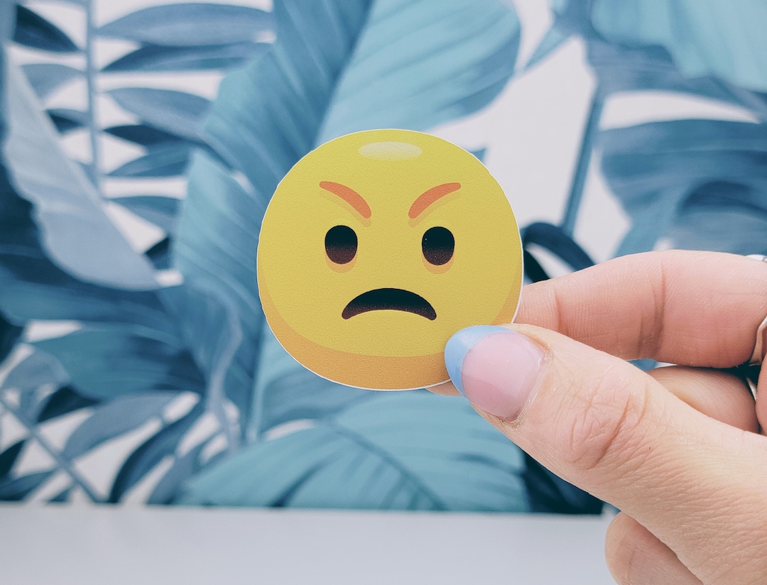 Angry Emoji Sticker, Vinyl, Laptop Sticker, Funny Sticker, Tumbler ...