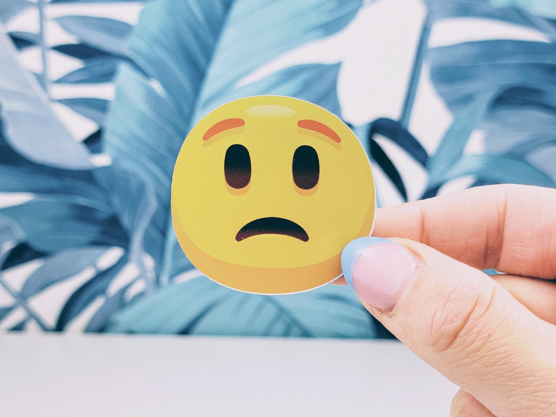 Pleading Emoji Sticker, Vinyl, Laptop Sticker, Funny Sticker, Tumbler ...