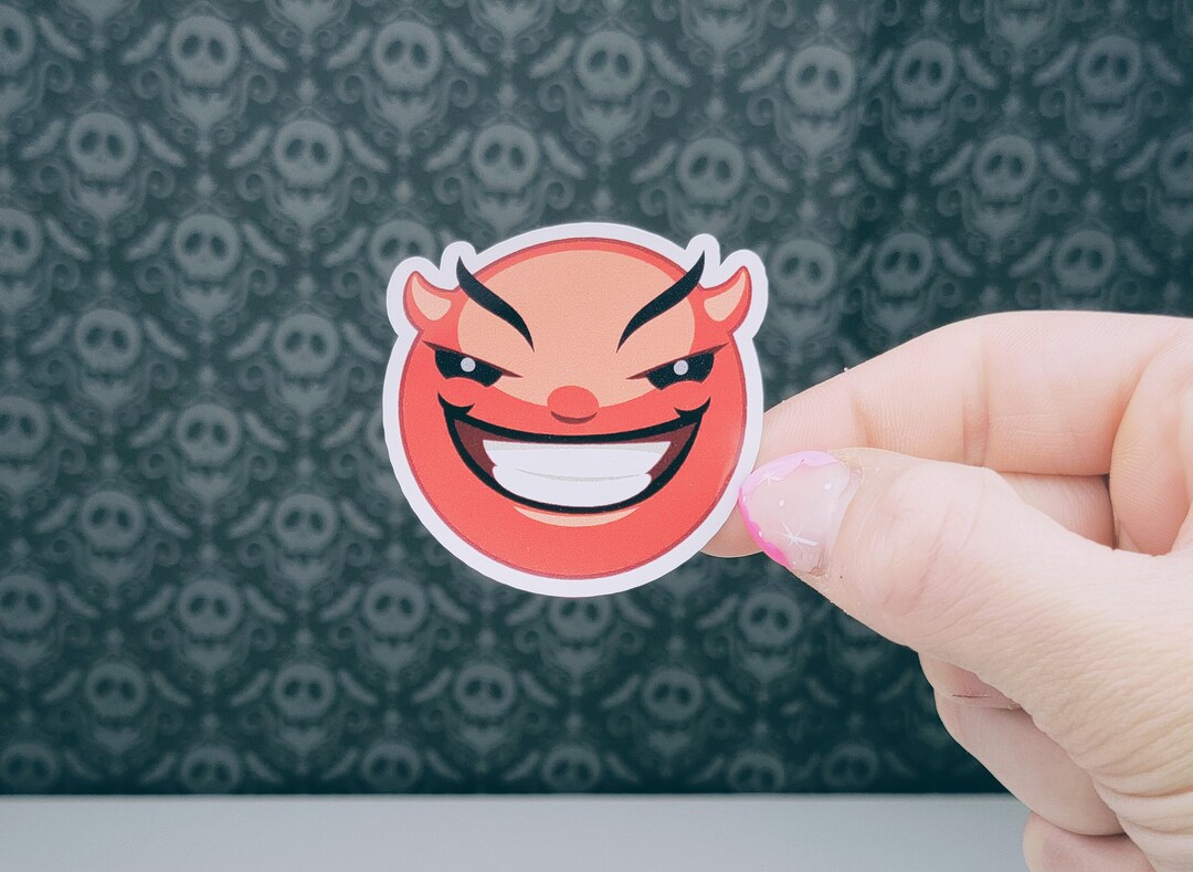 Devil Emoji Sticker Vinyl Laptop Sticker Funny Sticker - Etsy