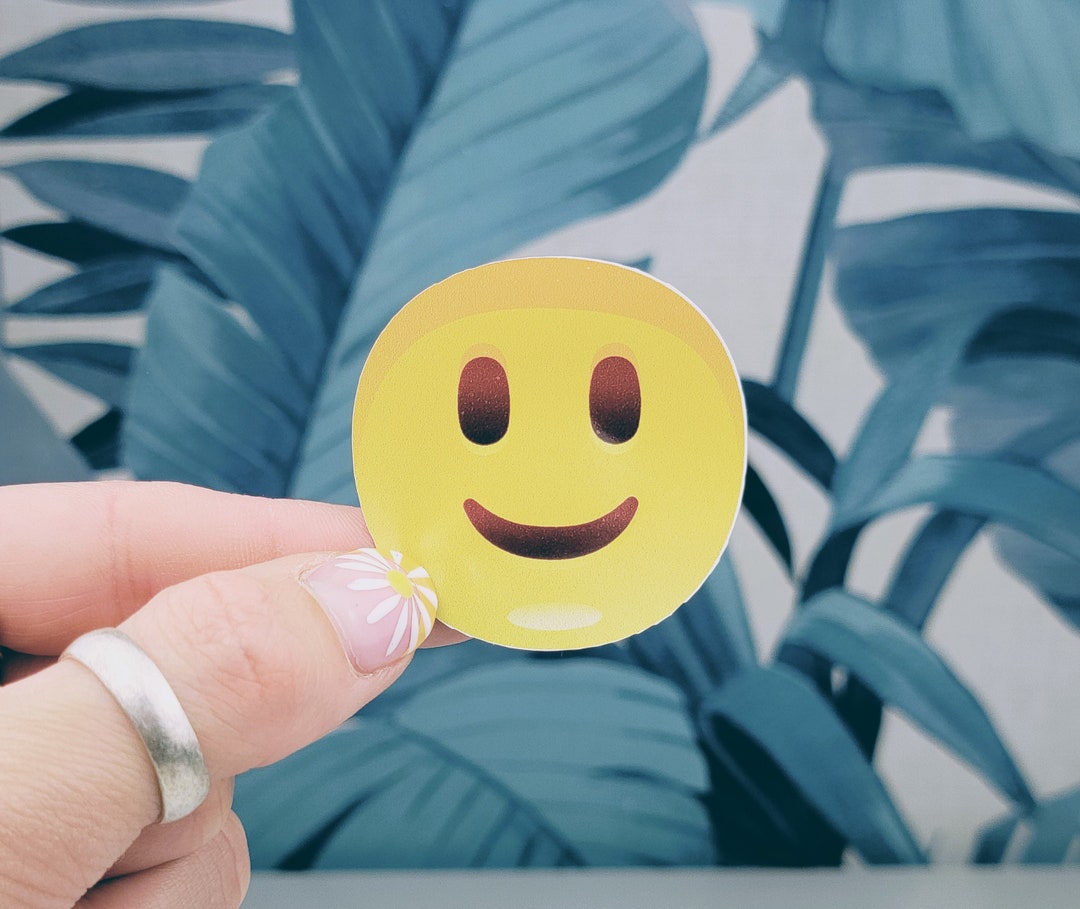 Smiley Face Emoji Sticker, Vinyl, Laptop Sticker, Funny Sticker ...